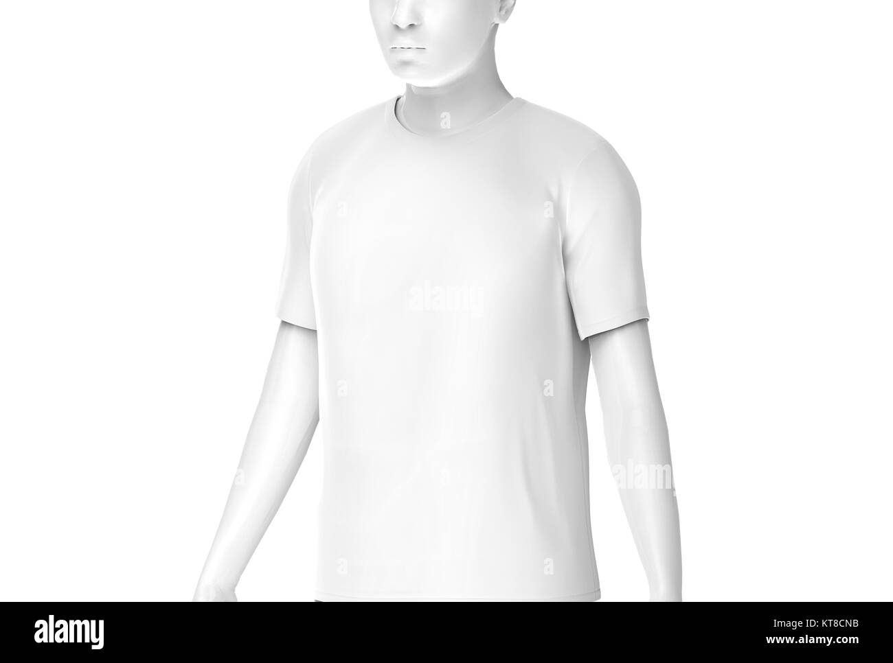 Crew neck T-shirt, man fashion dummy wearing blank white cloth template ...