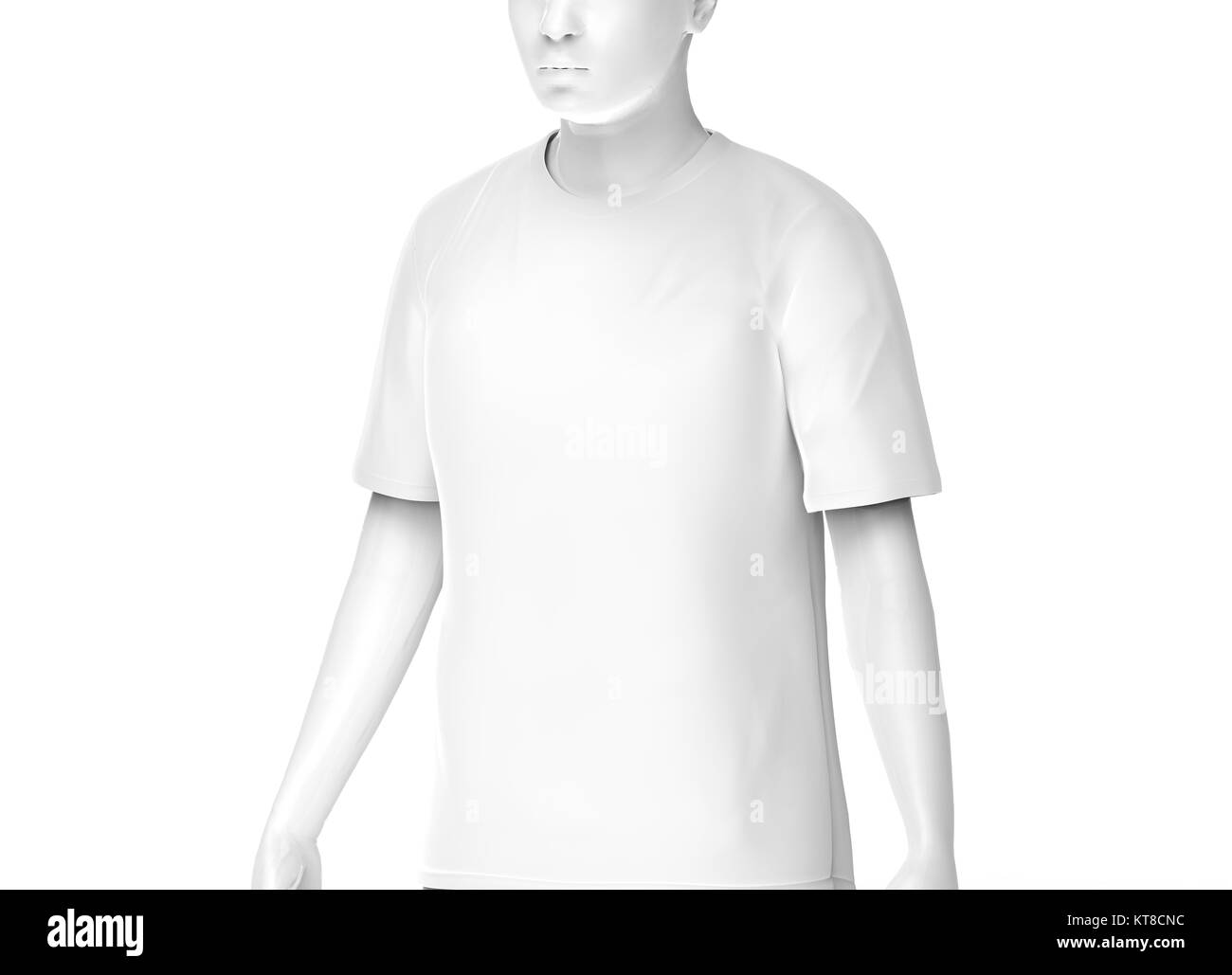 Crew neck T-shirt, man fashion dummy wearing blank white cloth template ...