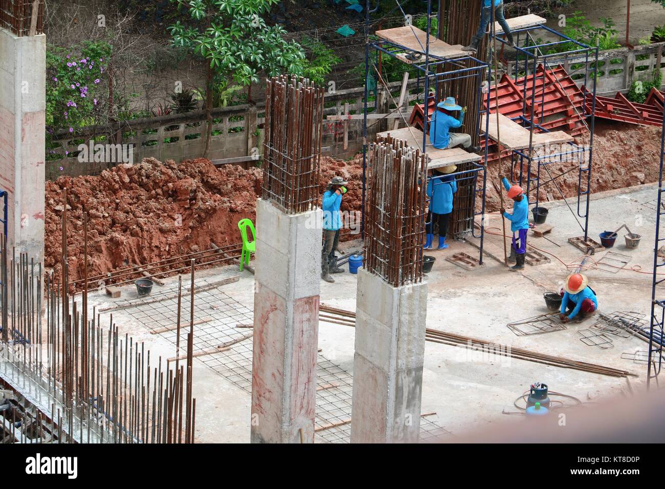 construction with worker in work building site Stock Photo - Alamy