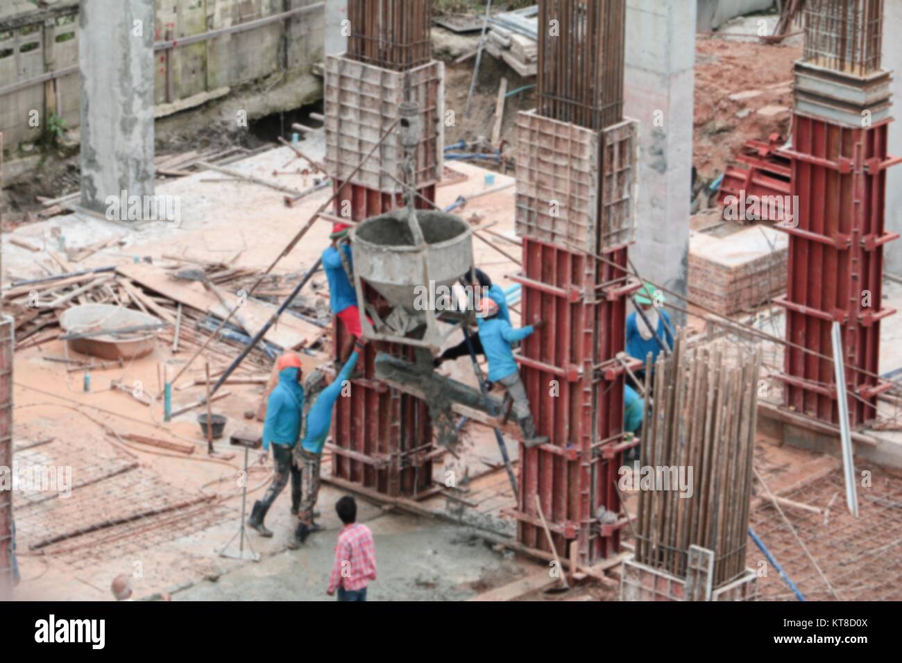 focus blur construction with worker in work building site Stock Photo ...