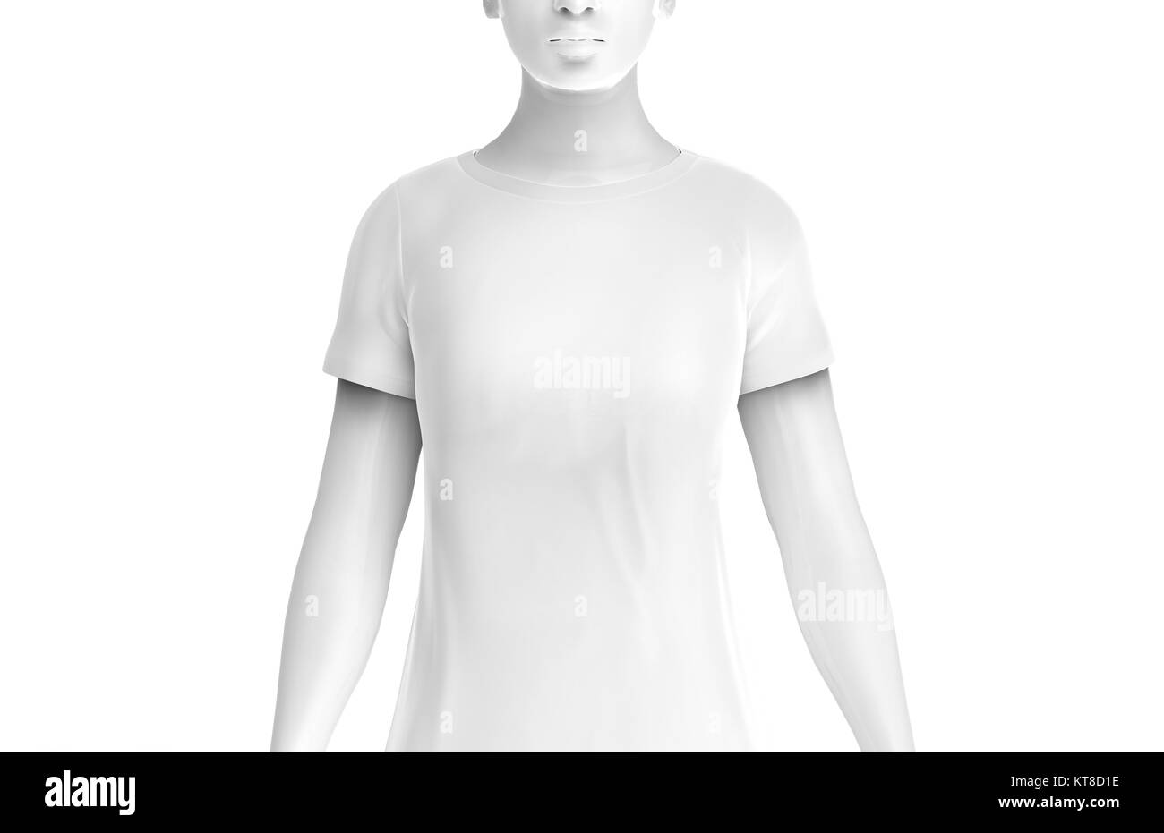 T shirt mockup, women fashion dummy wearing blank white cloth template ...