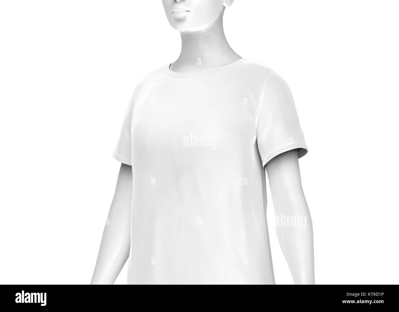 T shirt mockup, women fashion dummy wearing blank white cloth template ...