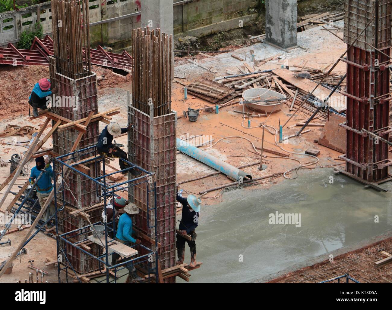 work construction in building site workplace top view Stock Photo - Alamy