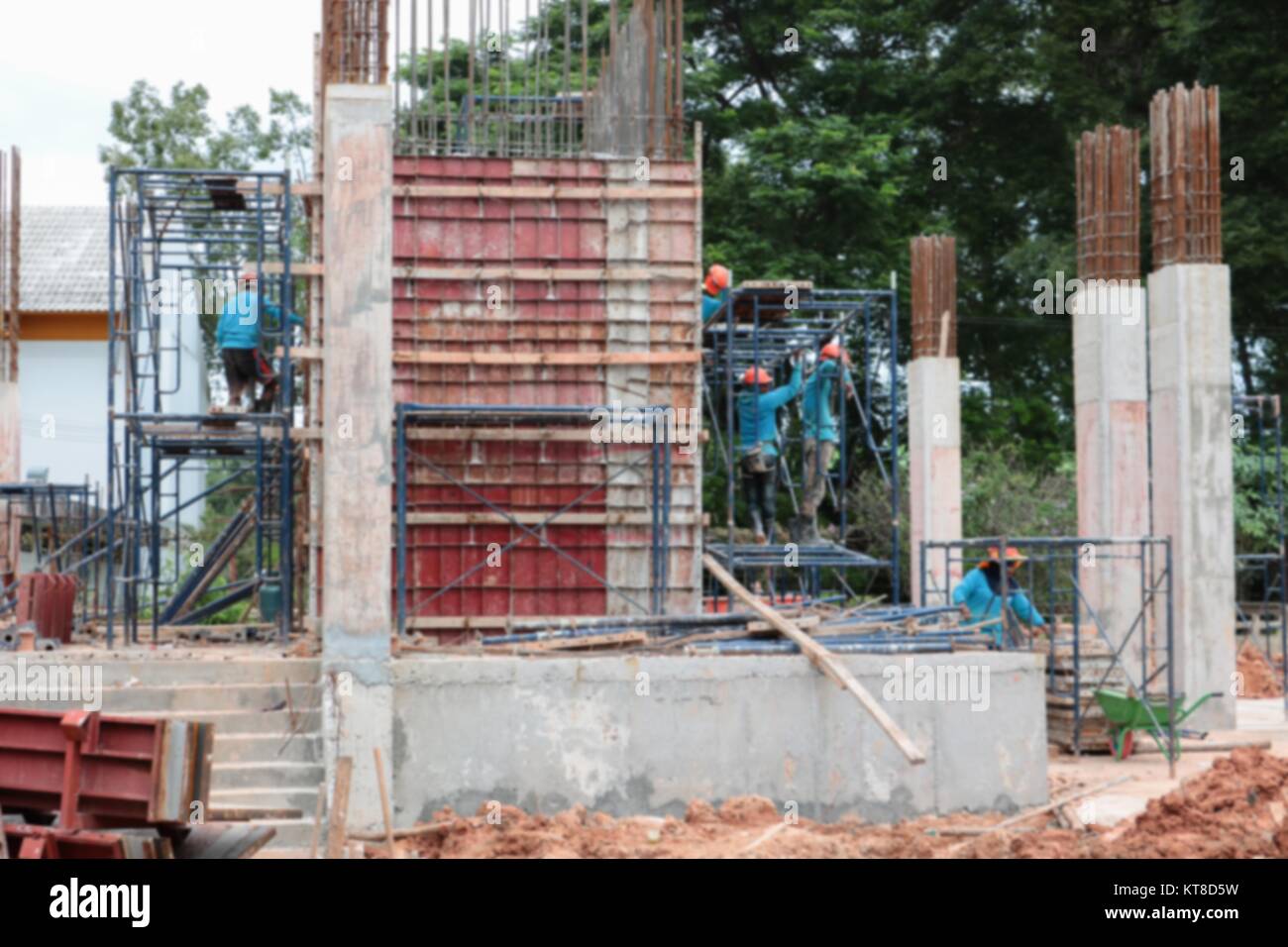 focus blur construction with worker in work building site Stock Photo ...