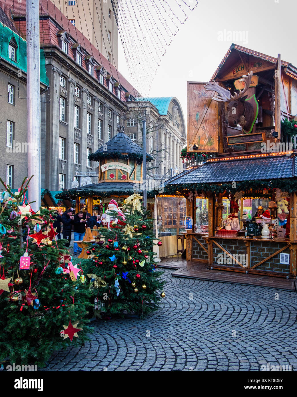 Berlin Spandau Town hall. People visit typical German Christmas market ...