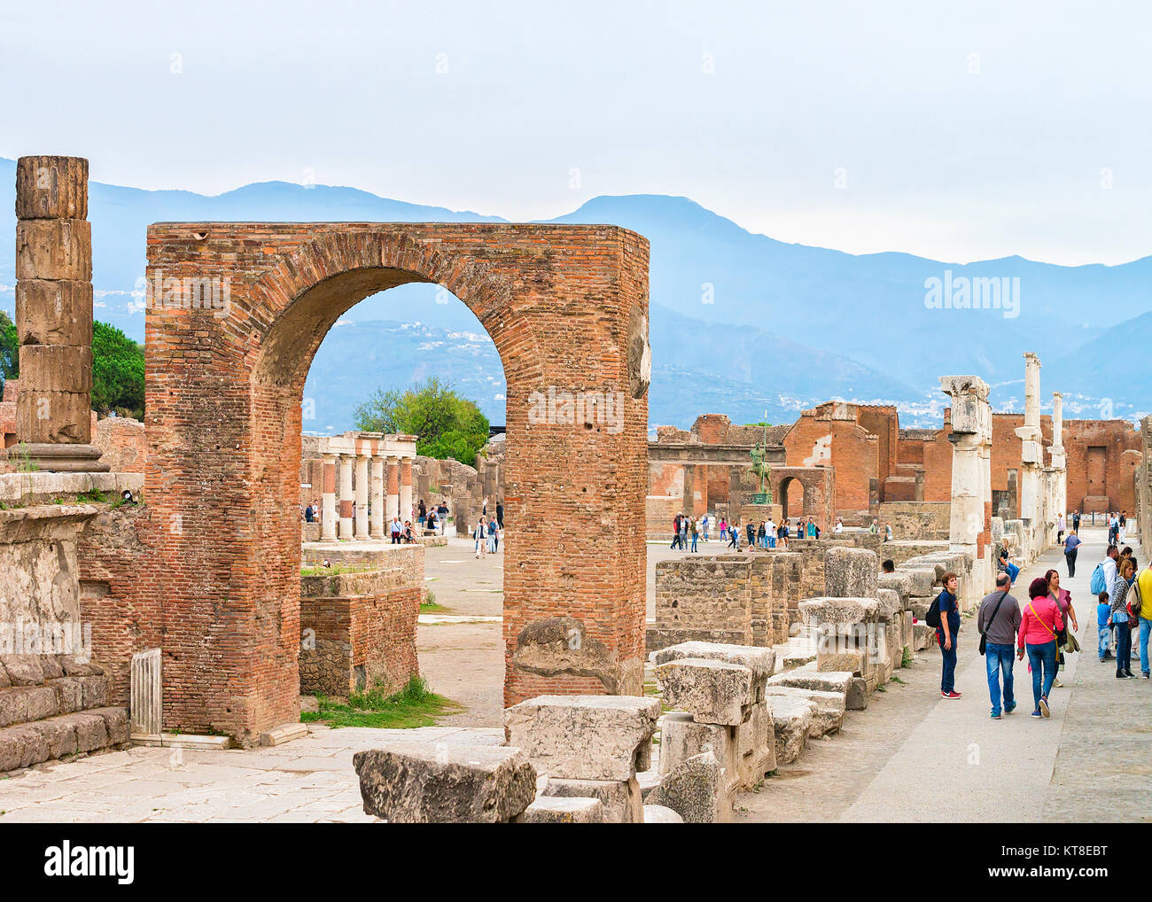 Pompeii, Italy - October 1, 2017: Tourists on Main square in ancient ...