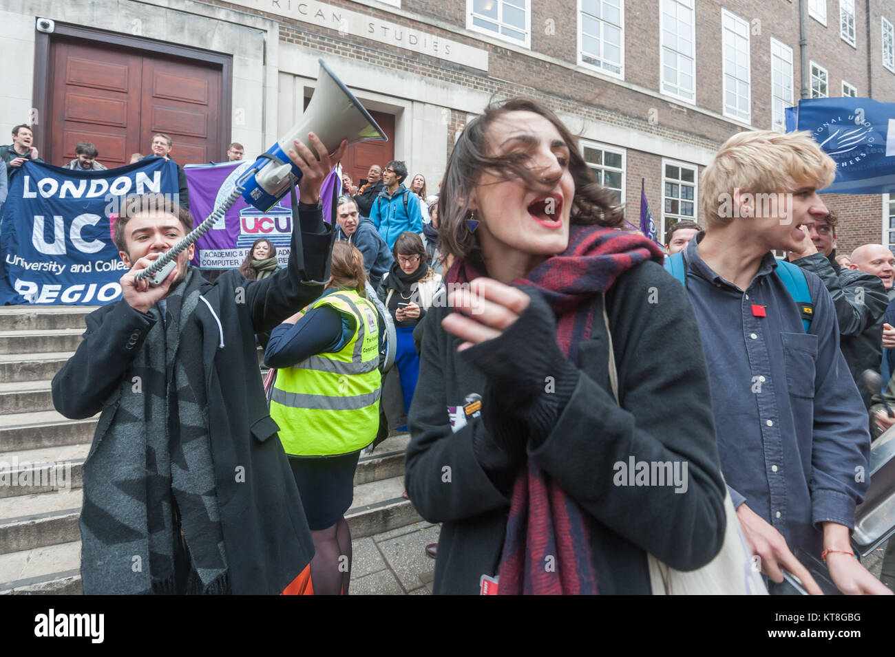 SOAS students union co-presidents Tom and Hannah at the rally calling ...