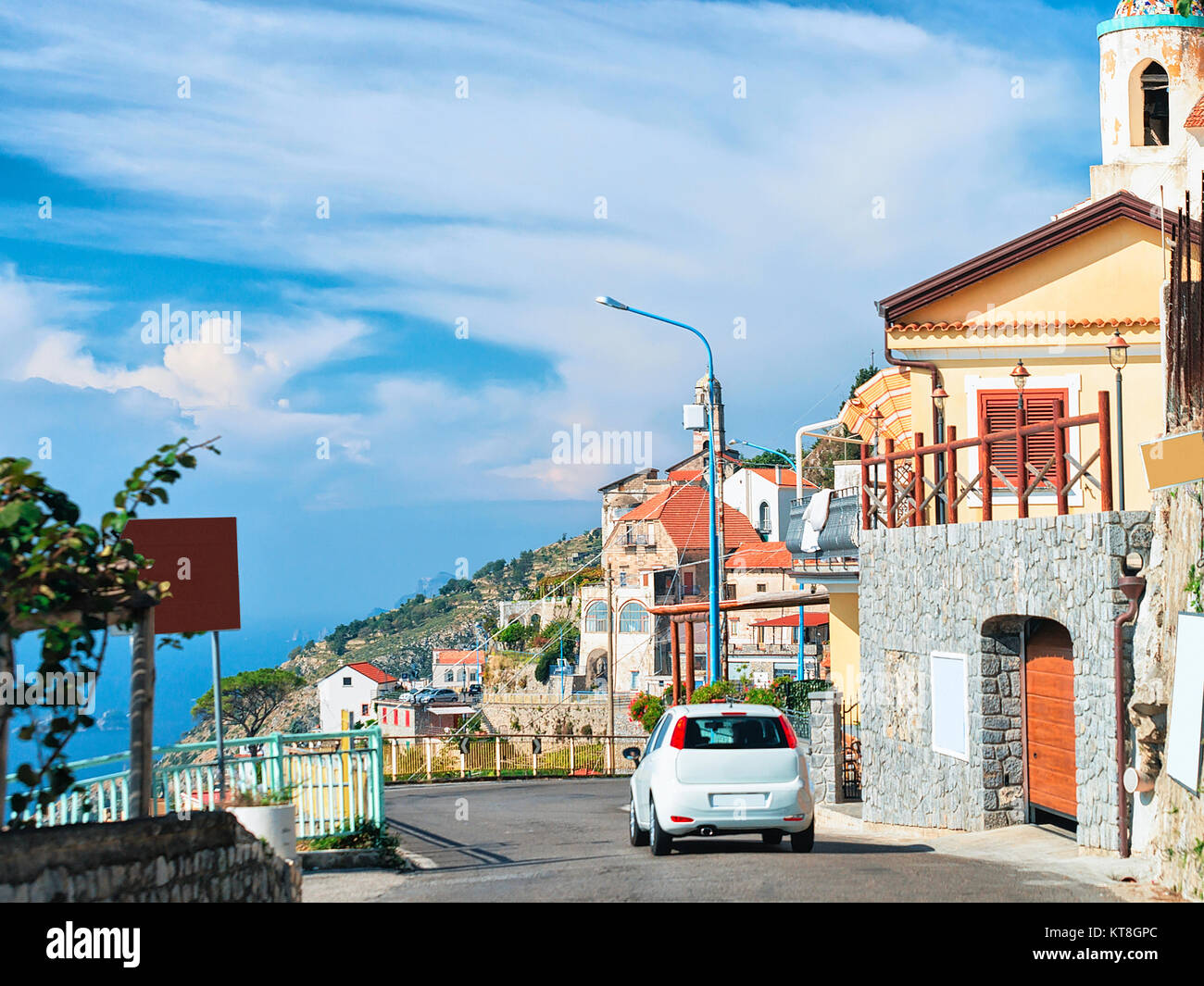 Car on road in Agerola on Amalfi coast, Italy Stock Photo - Alamy
