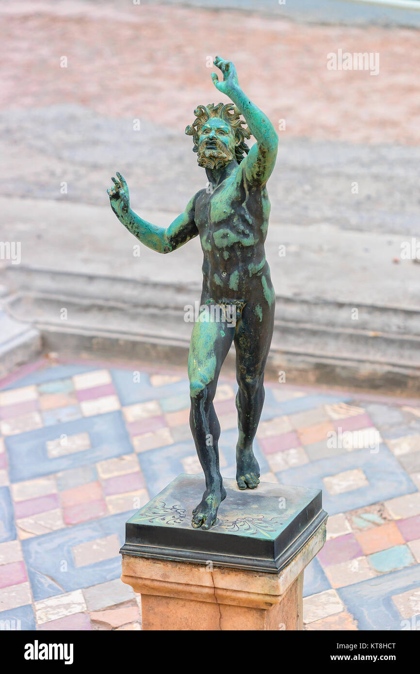 Satyr statue in House of Faun in ancient city Pompeii, Naples, Italy ...