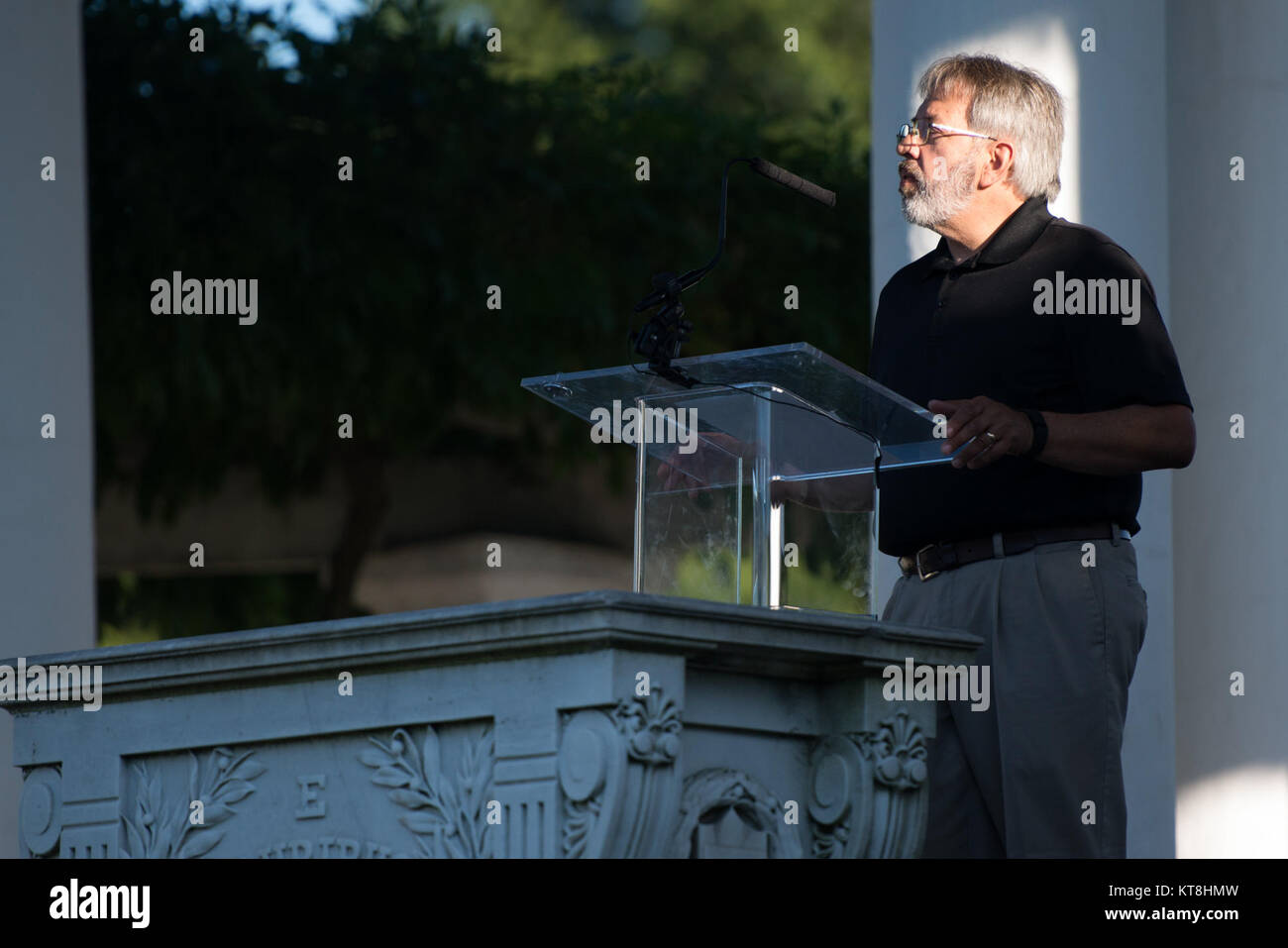 John Eggleston, chairman of Renewal and Remembrance, gives remarks ...