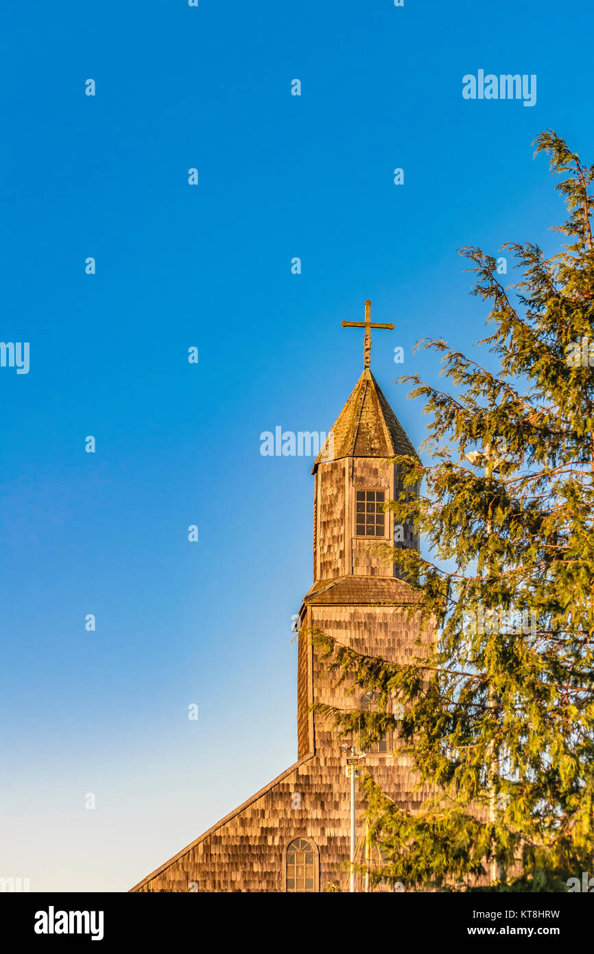 Exterior view of achao church, one of world heritage wooden churches ...