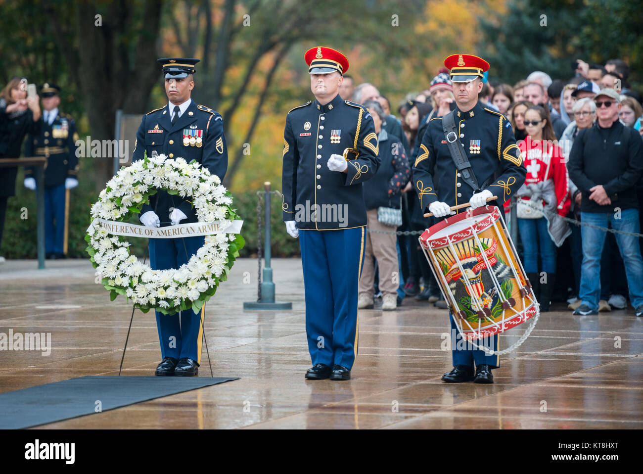 A 3d U.S. Infantry Regiment (Old Guard) Tomb Sentinel, and a bugler and ...