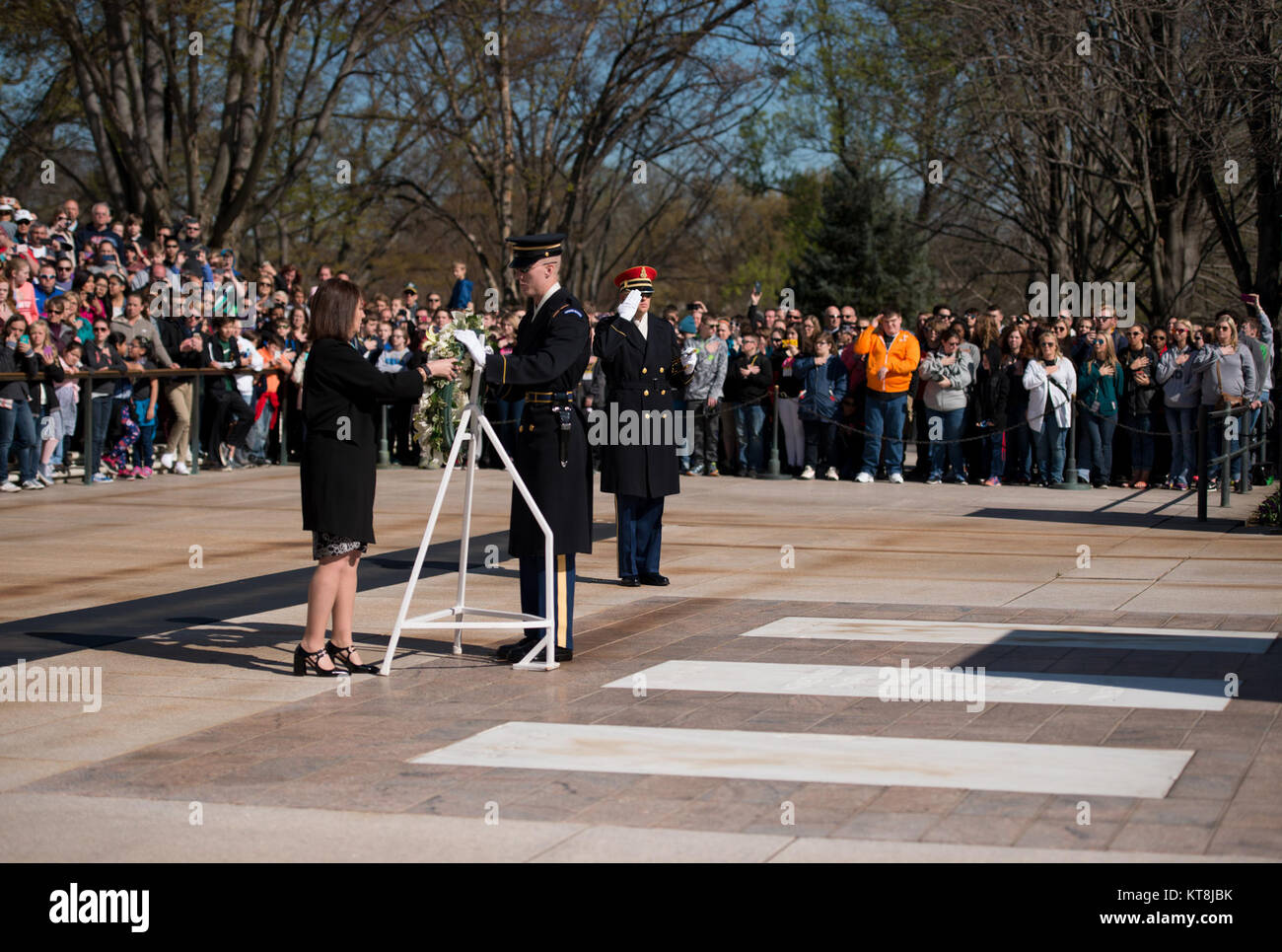 Bronagh Key, left, wife of Prime Minister of New Zealand John Key, lays ...