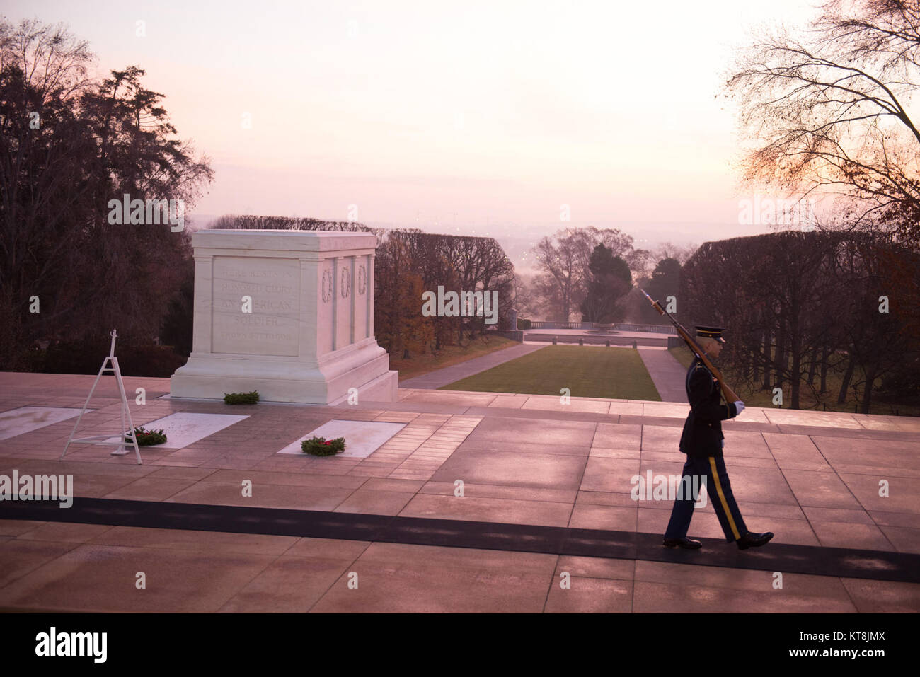 A Tomb Sentinel, 3d U.S. Infantry Regiment (The Old Guard), guards the ...