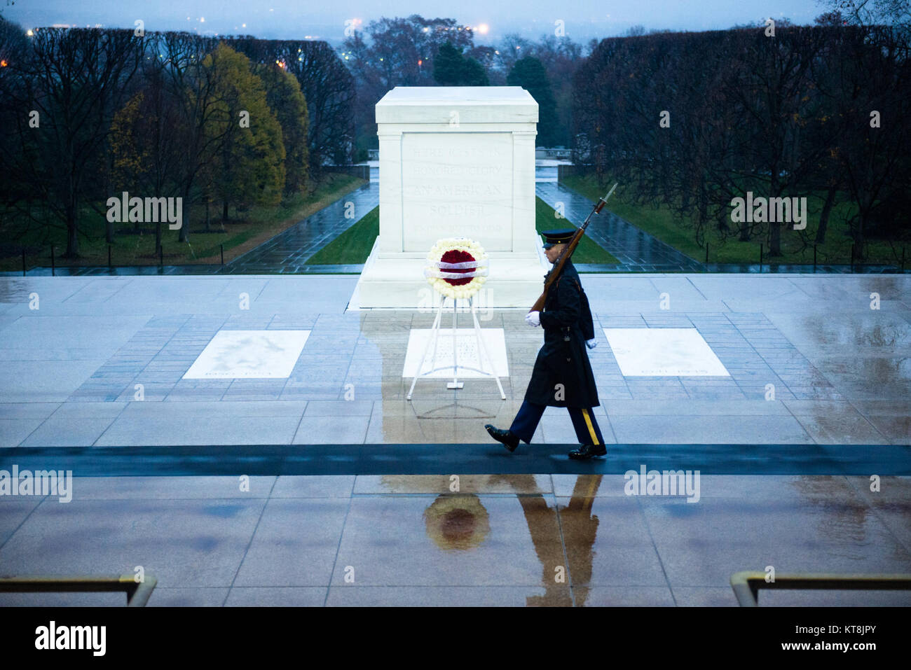 A Tomb Sentinel, 3d U.S. Infantry Regiment (The Old Guard), guards the ...