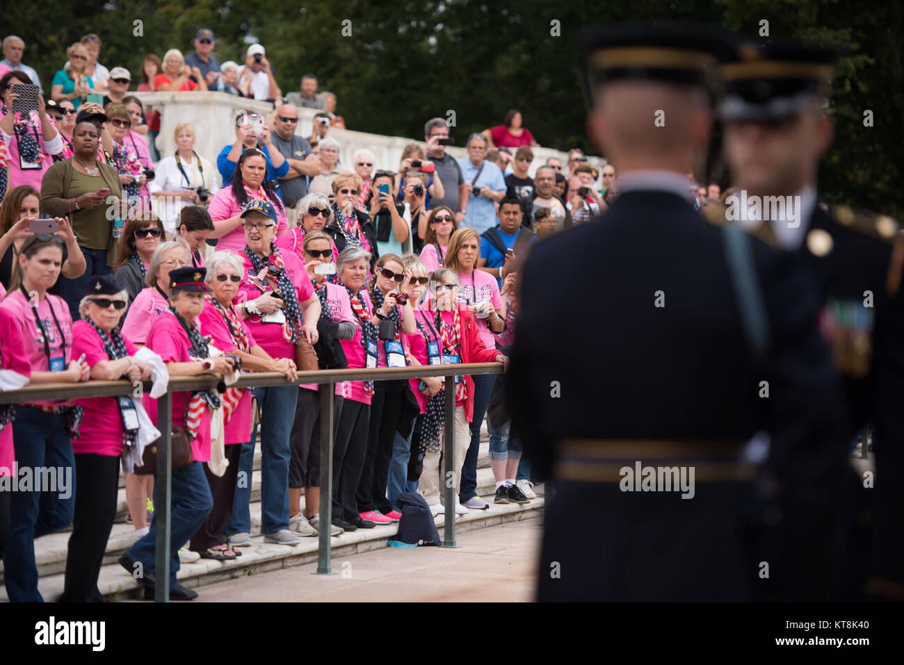 Women from the first all-female honor flight in the United Sates watch ...