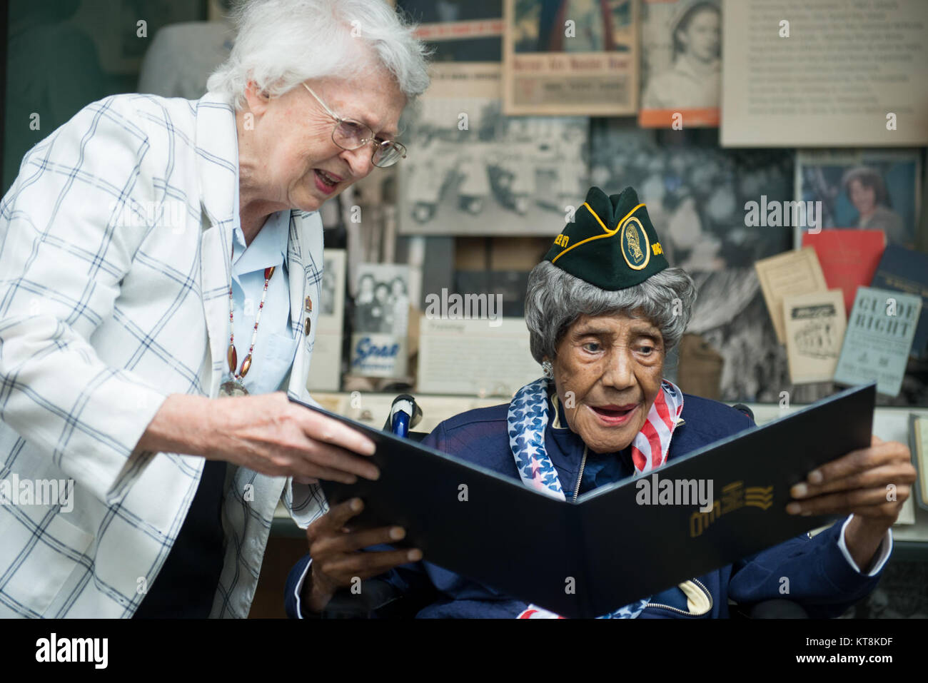 Emma “Big Mama” Didlake, right, 110-years-old, receives mementoes from ...