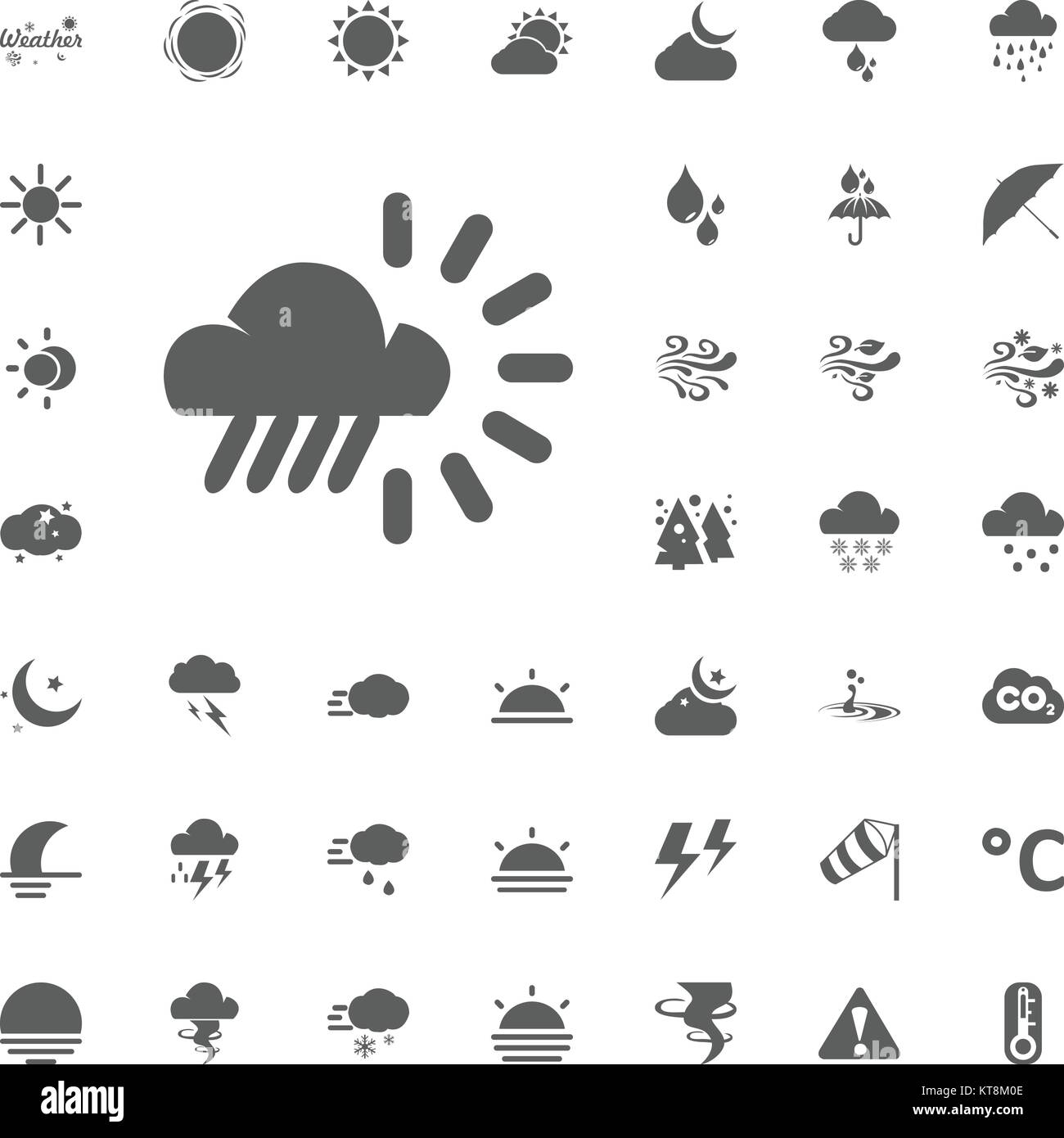 Cloud rain and sun icon. Weather vector icons set Stock Vector Image ...