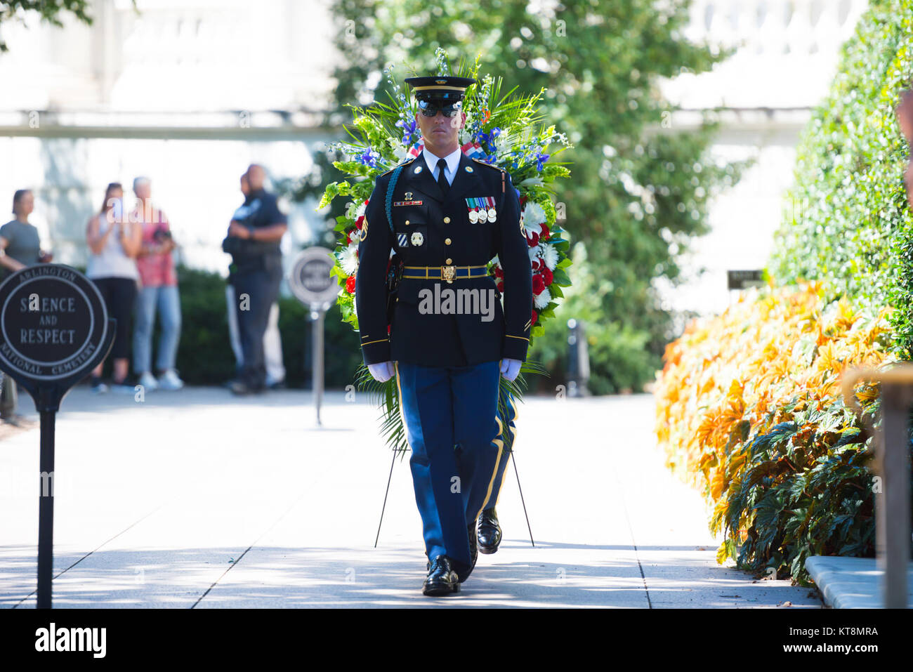 A Tomb Guard sentinel walks in front of the Federated States of ...