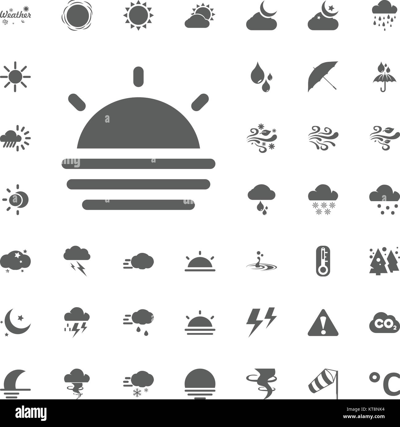 Sun rise icon. Weather vector icons set Stock Vector Image & Art - Alamy