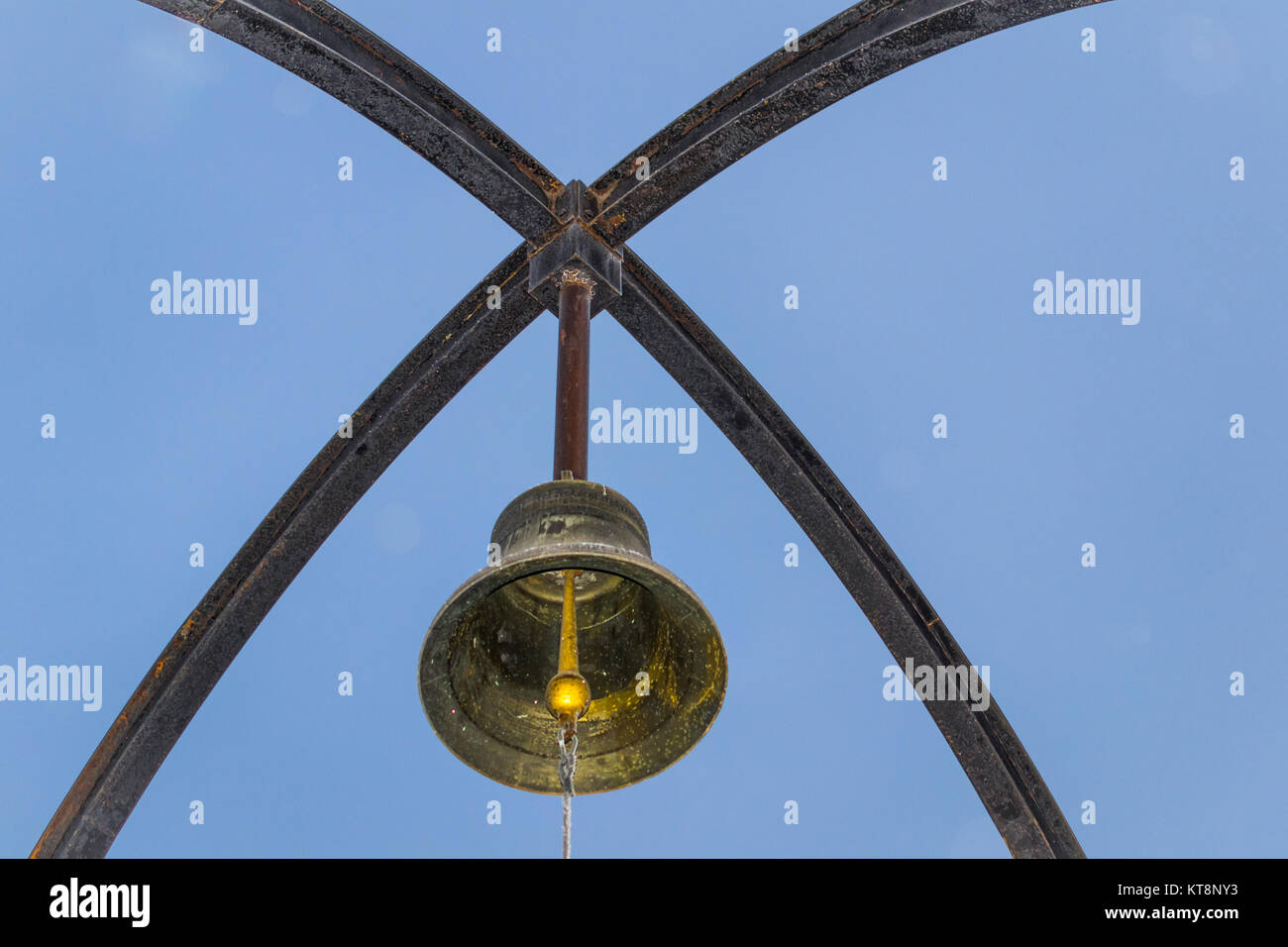 the bell on sky background old bell sky winter Stock Photo - Alamy