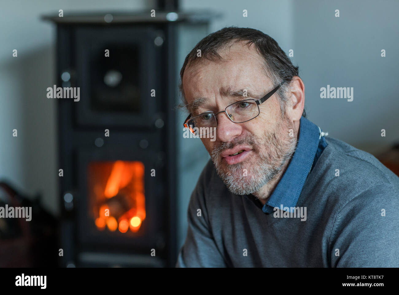 David Britsch, a pilgrim, talks to a reporter during an interview in ...