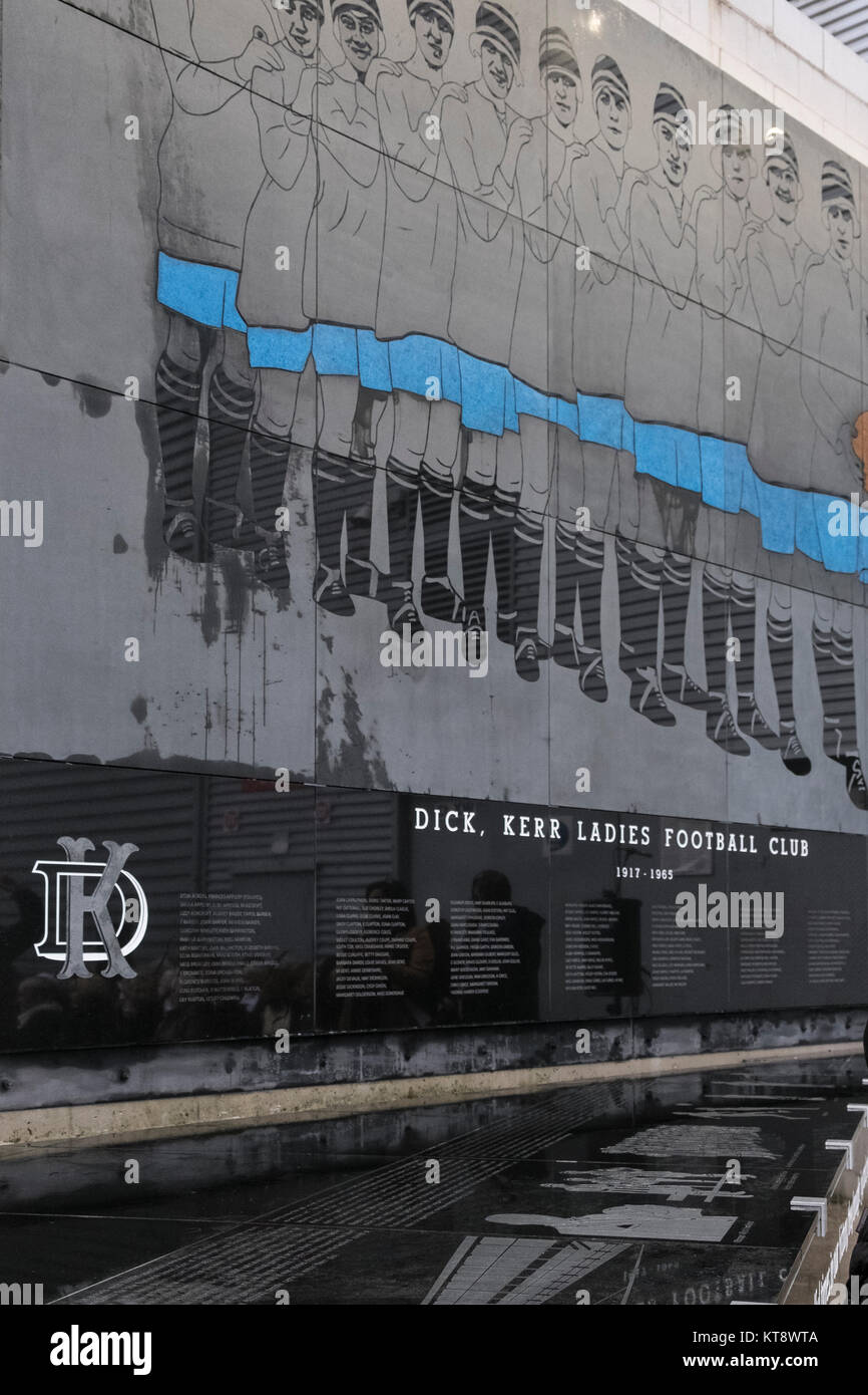 Preston UK. 22nd December 2017. A memorial recognising the achievements ...
