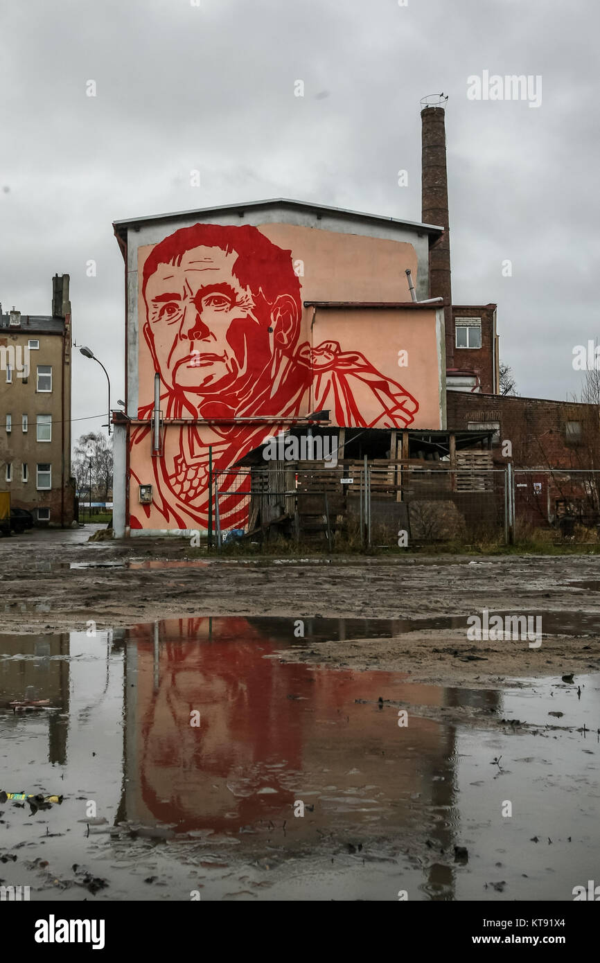 Gdansk, Poland. 23rd Dec, 2017. Mural depicting the portrait of a Law ...