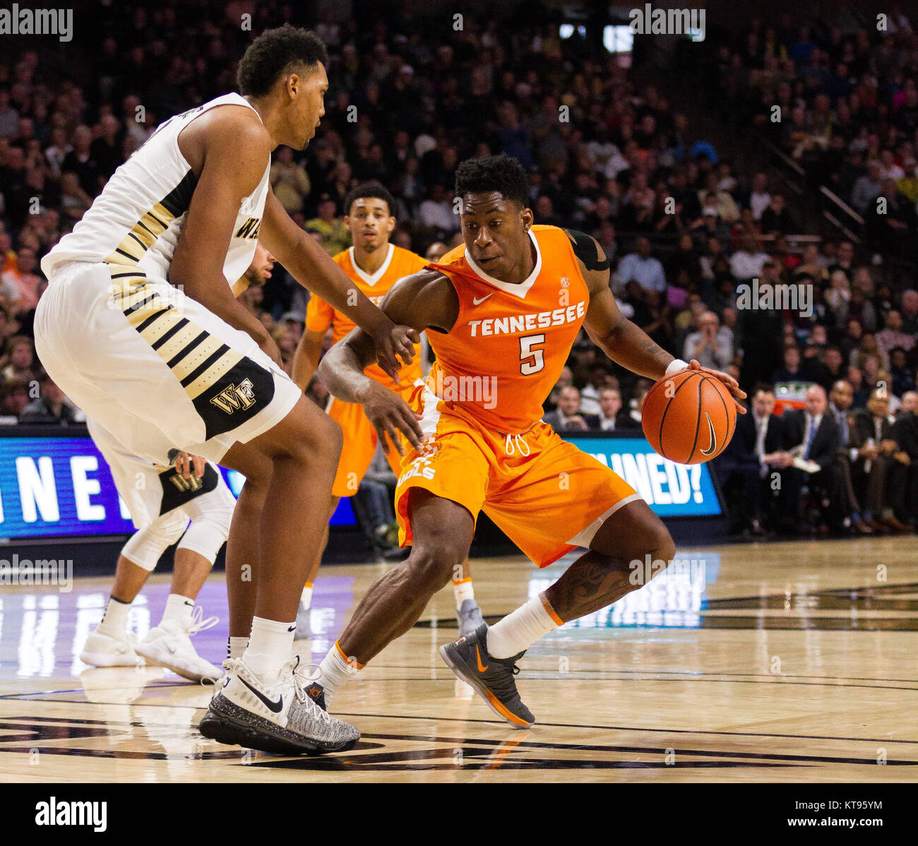 Winston-Salem, NC, USA. 23rd Dec, 2017. Wake Forest center Doral Moore ...