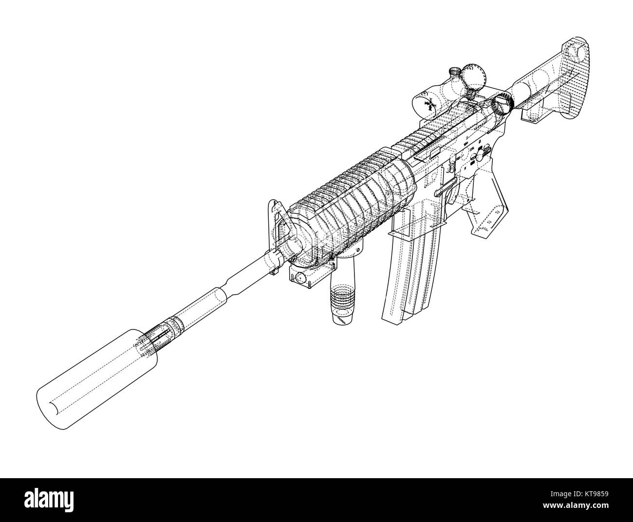Machine Gun. Vector rendering of 3d Stock Vector Image & Art - Alamy