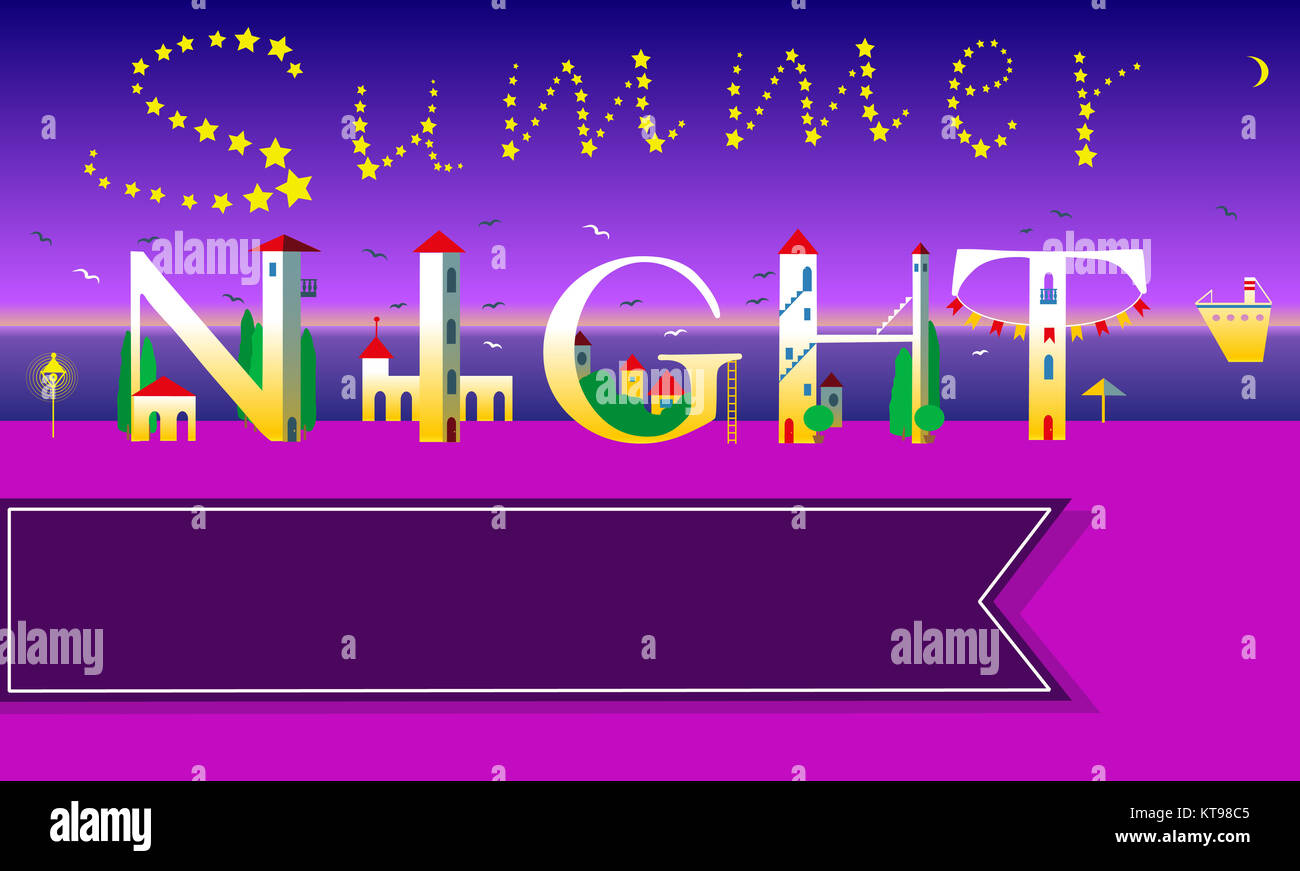 Summer Night. Funny Invitation Stock Photo - Alamy