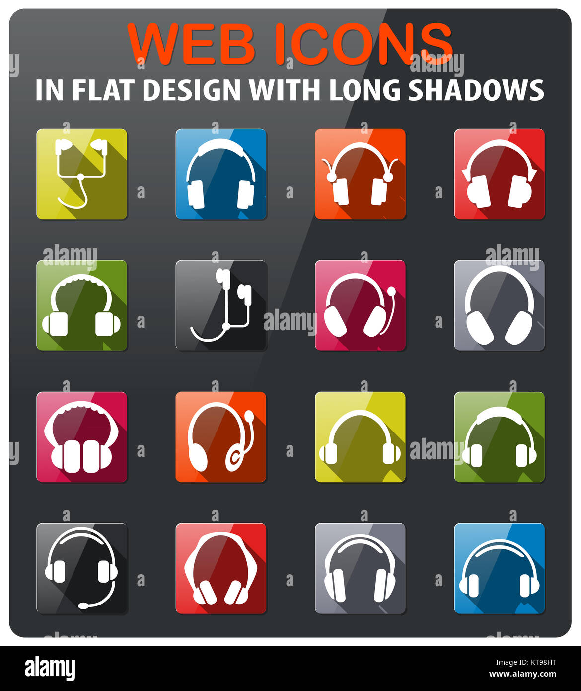 headphones icon set Stock Photo - Alamy
