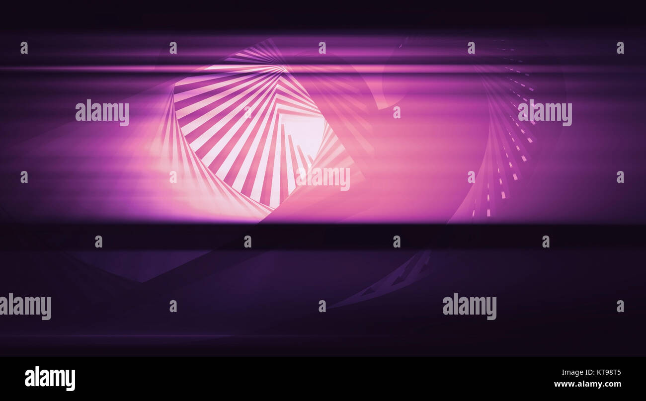 Abstract digital background with glowing violet helix shapes on black ...