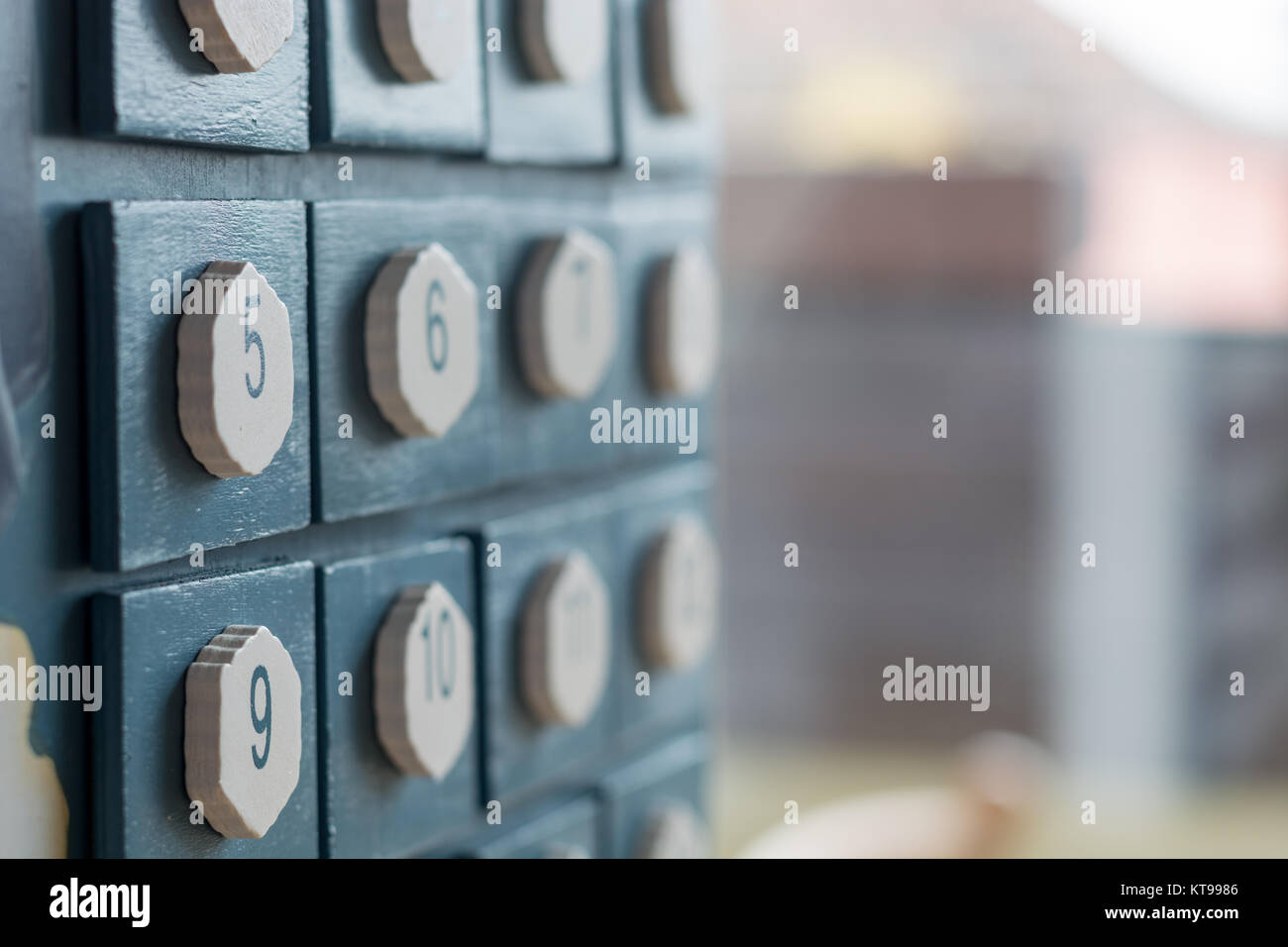 A blue advent calendar close up from the side Stock Photo - Alamy