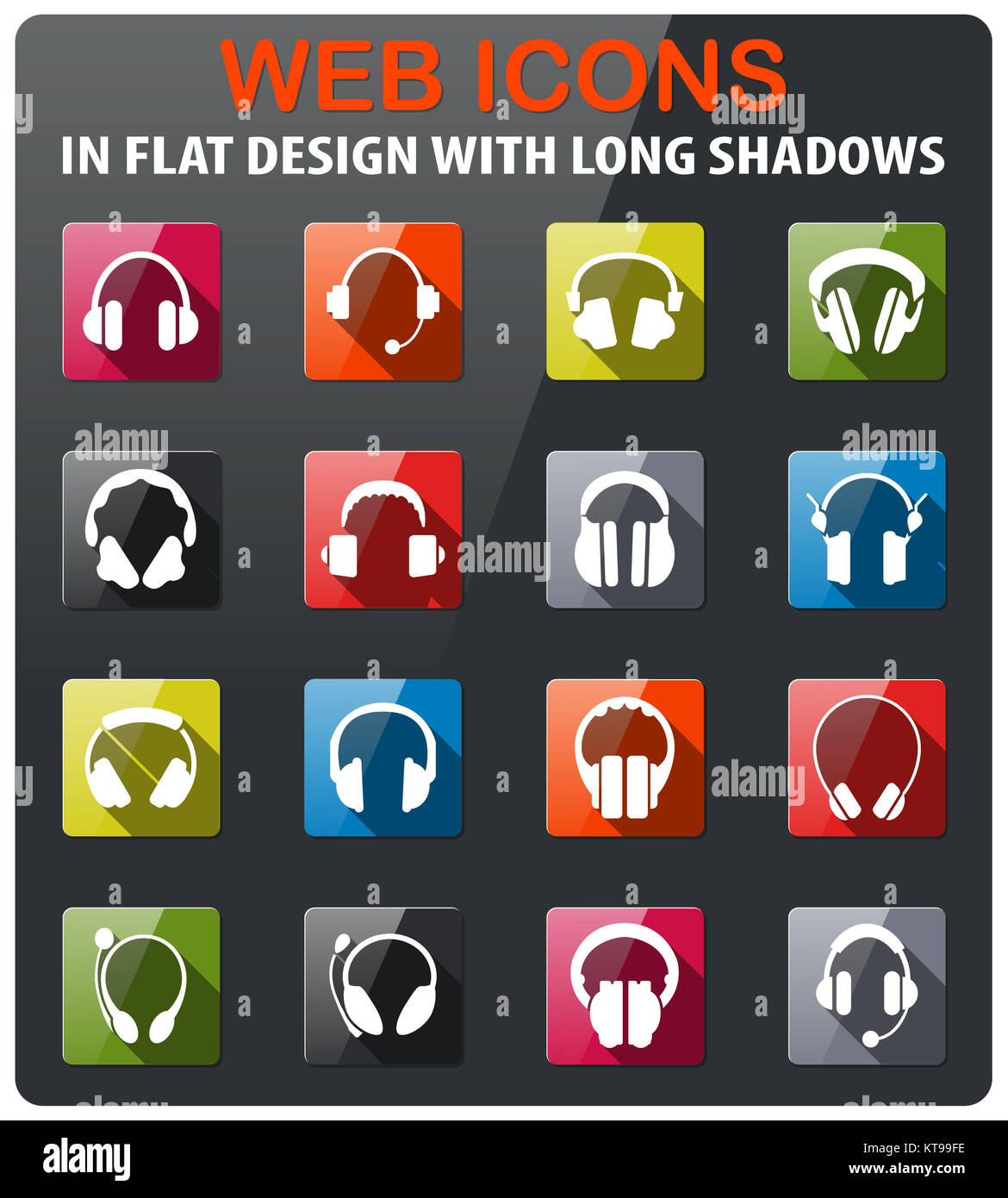 headphones icon set Stock Photo - Alamy