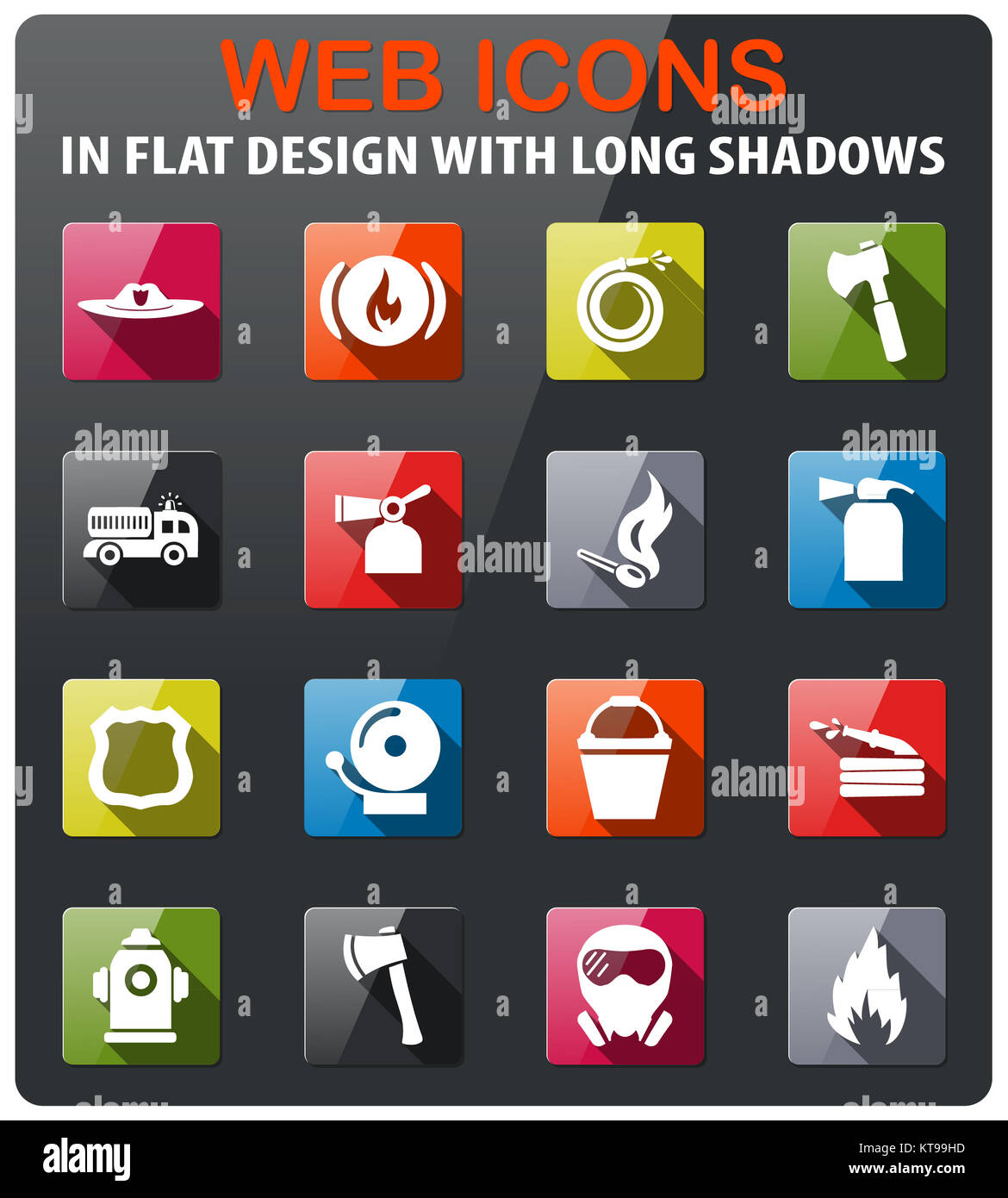 fire brigade icon set Stock Photo - Alamy