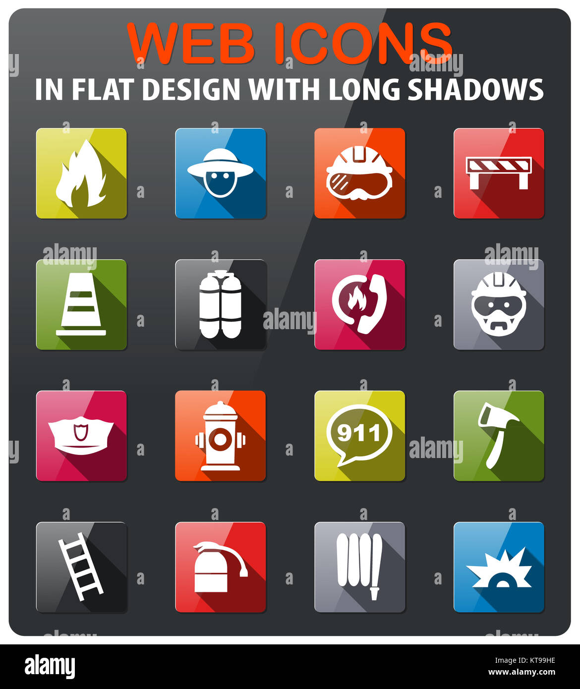 fire brigade icon set Stock Photo - Alamy