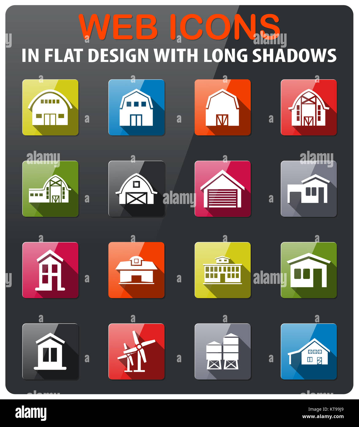 farm building icon set Stock Photo - Alamy