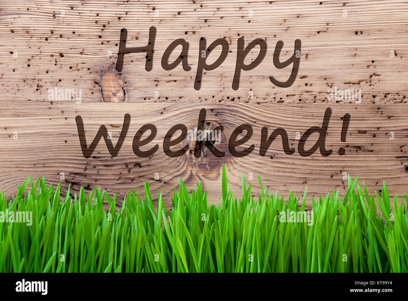 English Text Happy Weekend. Spring Season Greeting Card. Bright Aged ...