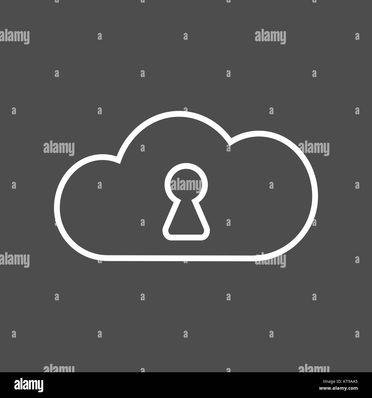 Illustration of an isolated line art cloud icon with a key hole Stock ...