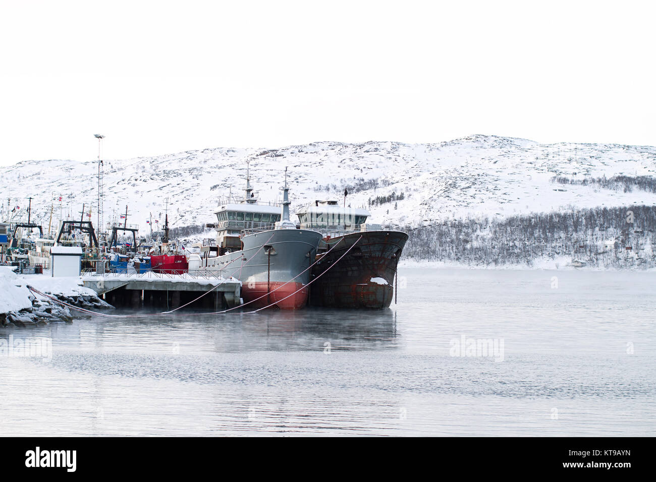 Kirkenes Norway winter snow harbour ship Stock Photo - Alamy