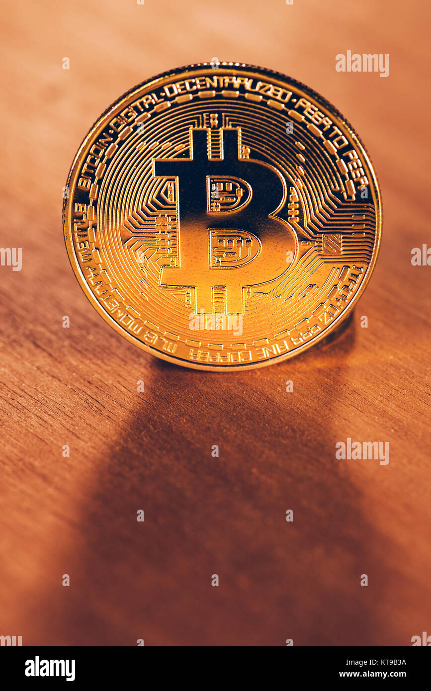 Bitcoin BTC cryptocurrency. BTC golden coin as symbol of electronic ...