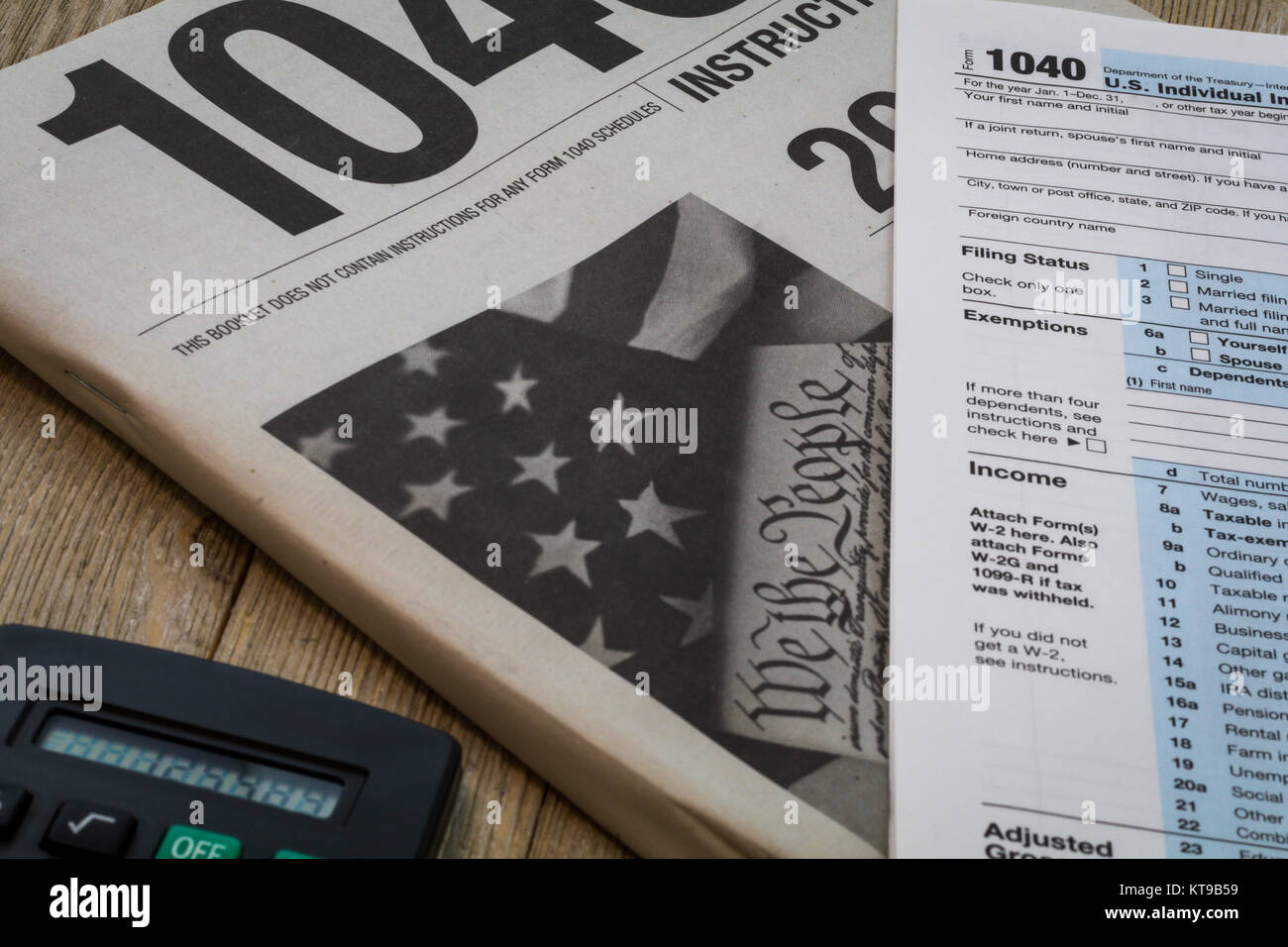 Tax preparation forms and tax booklet US 1040 Tax form Stock Photo - Alamy