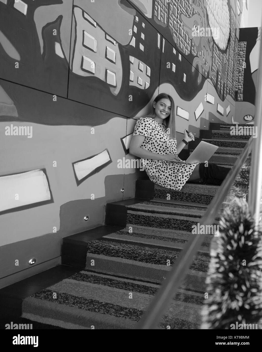 Laptop discussing Black and White Stock Photos & Images - Alamy