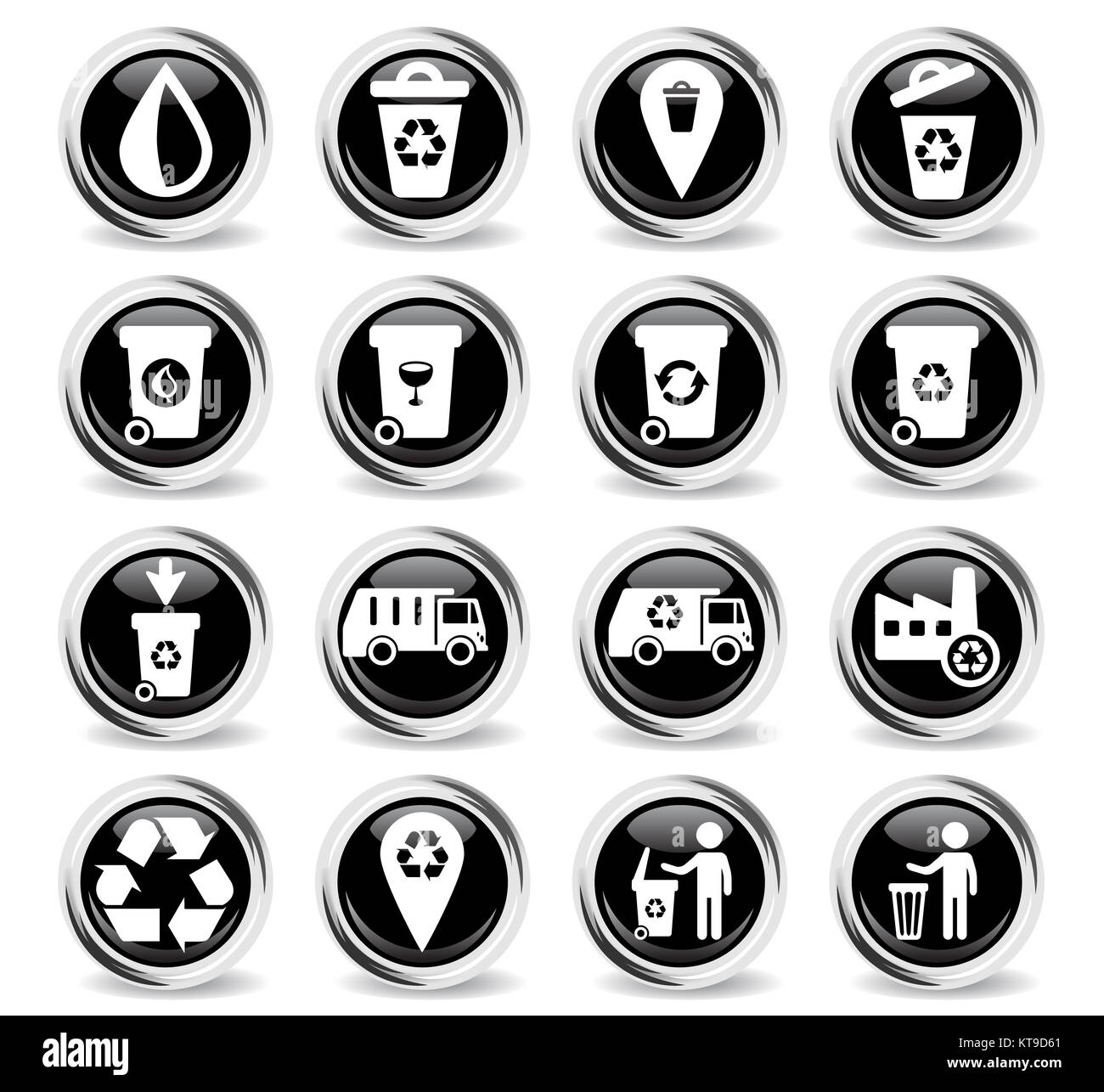 Green trash garbage icons Black and White Stock Photos & Images - Alamy