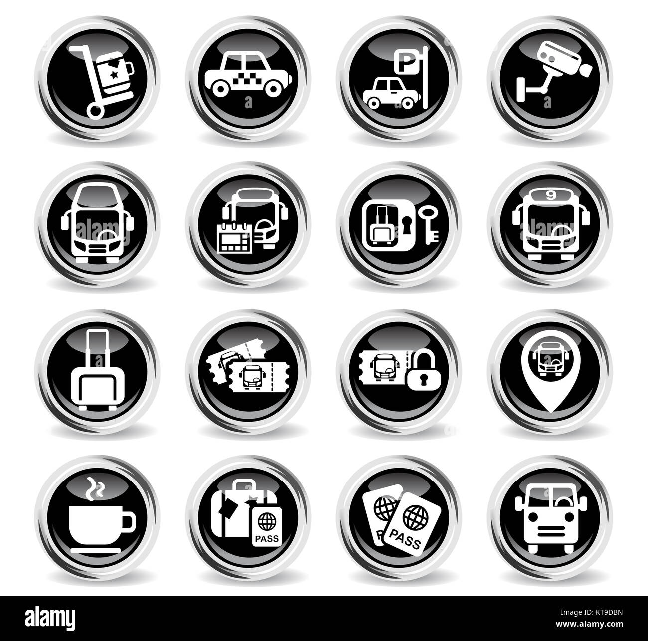 bus station icon set Stock Photo - Alamy