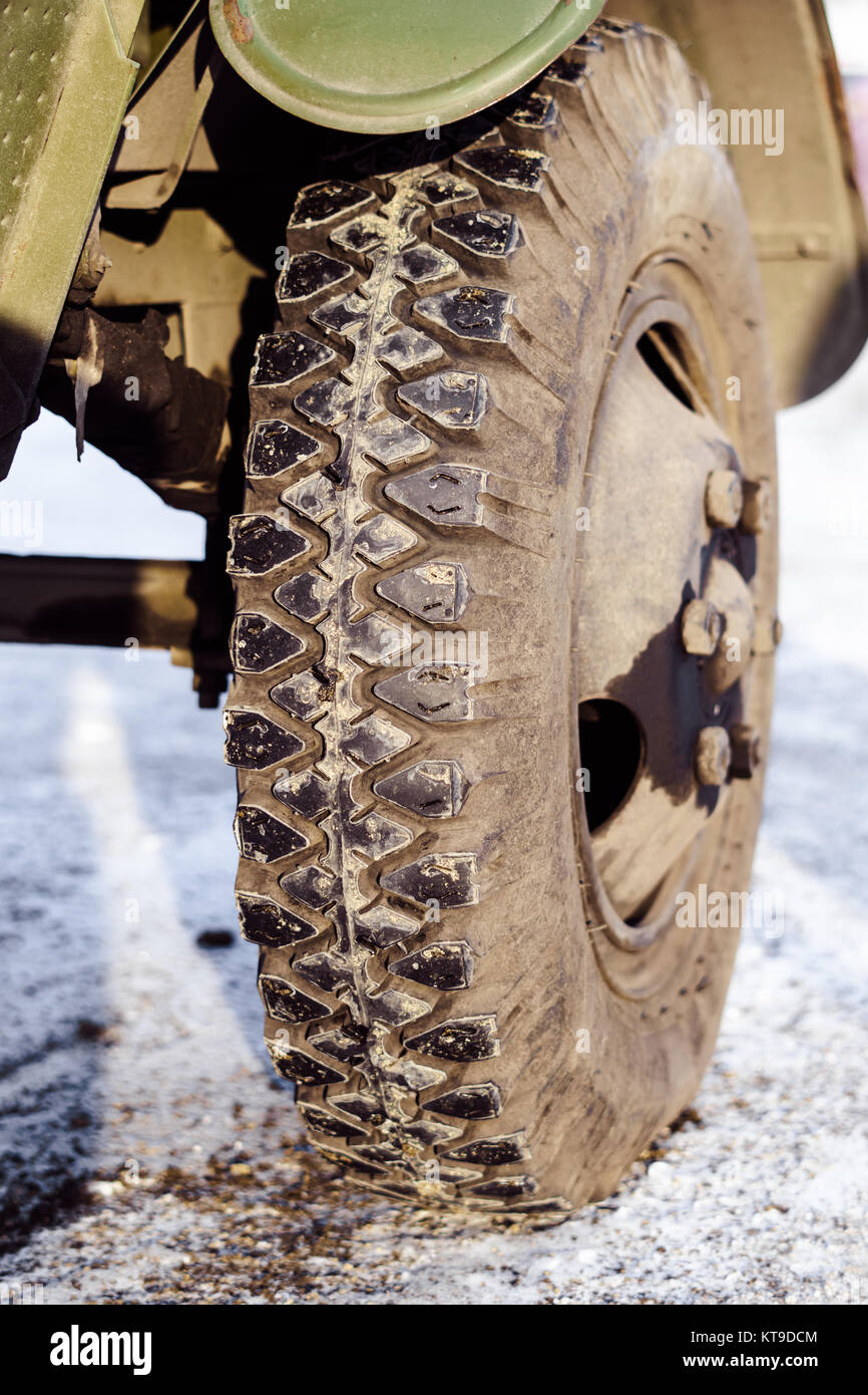 old Winter tyres in extreme cold temperature Stock Photo - Alamy