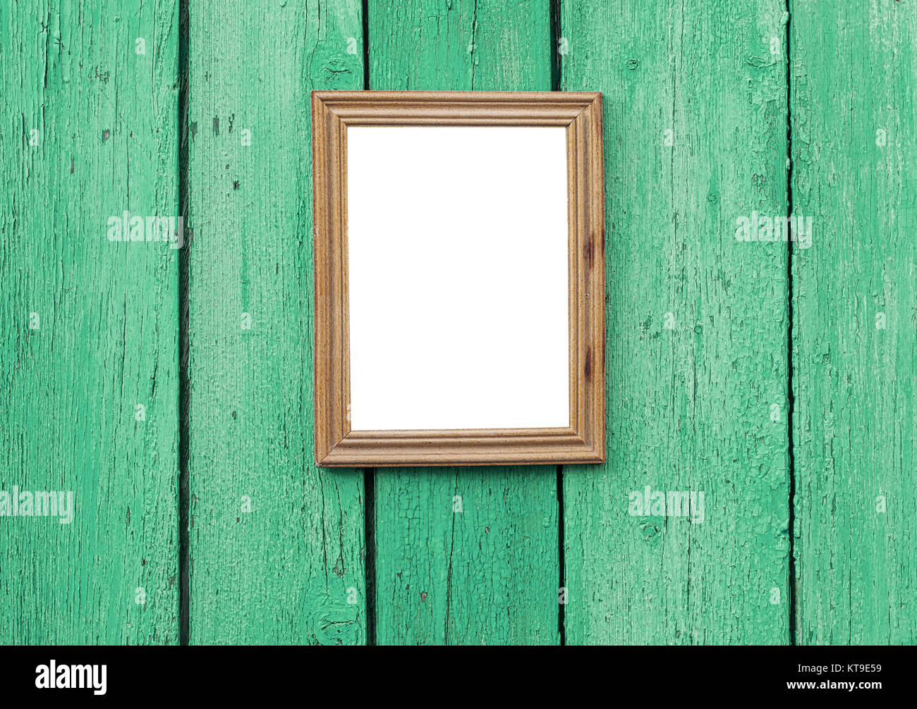 empty wooden frame hanging on wooden wall Stock Photo - Alamy