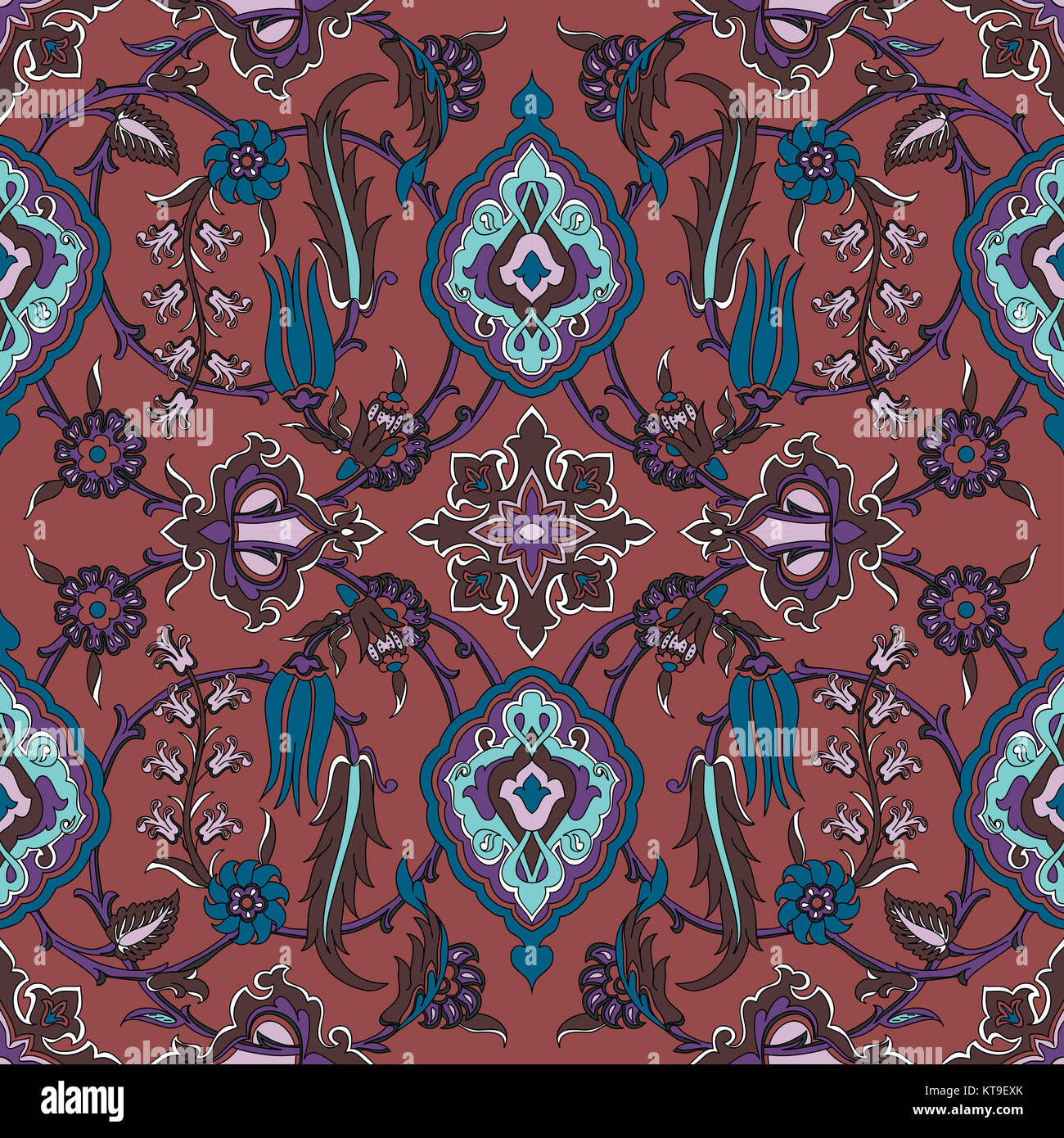 Vector tile oriental floral seamless, ethnic drawing arabic patt Stock ...