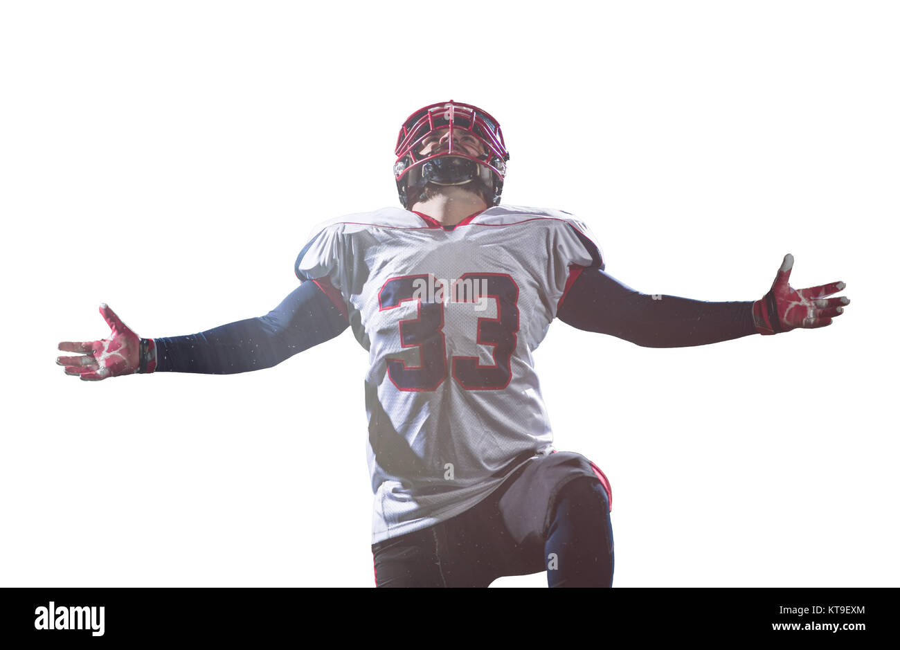 american football player celebrating after scoring a touchdown isolated ...